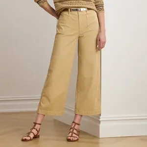 High-Rise Wide-Leg Cropped Chino Pants