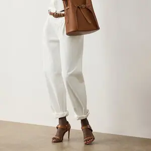 Ralph Lauren Fallon Pleated Cotton Chino Pant - White