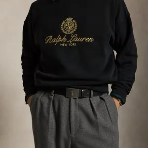 Ralph Lauren Pony Plaque Leather Belt - Black