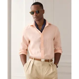 Ralph Lauren Houndstooth Linen Shirt - Melon