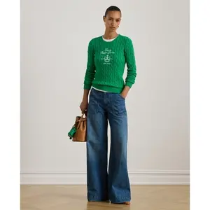 Ralph Lauren Embroidered-crest Cable-knit Sweater