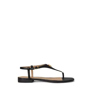 Ralph Lauren Everley Ii Crosshatch Leather Sandal - Black