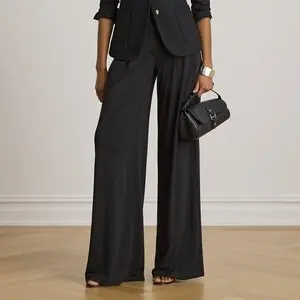 Ralph Lauren Pleated Wide-leg Trousers - Black