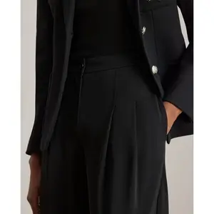 Ralph Lauren Pleated Wide-leg Trousers - Black