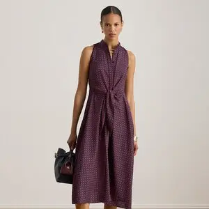 Ralph Lauren Printed Tie-front Sleeveless Dress
