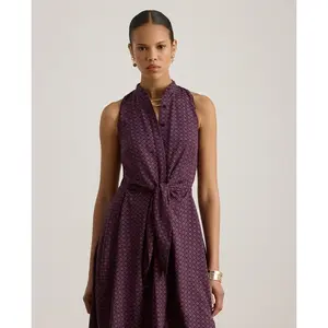 Ralph Lauren Printed Tie-front Sleeveless Dress