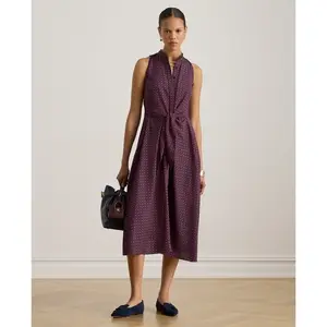 Ralph Lauren Printed Tie-front Sleeveless Dress