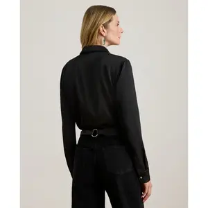 Ralph Lauren Classic Fit Satin Charmeuse Shirt - Black