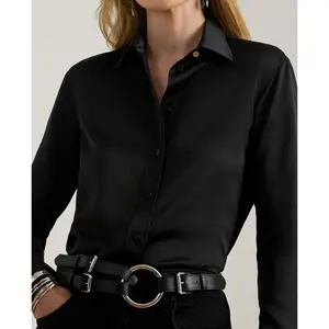 Ralph Lauren Classic Fit Satin Charmeuse Shirt - Black