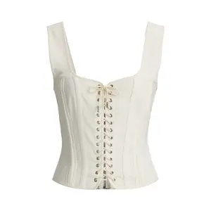 Ralph Lauren Kat Cotton-blend Corset Top - Cream