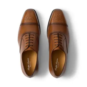 Ralph Lauren Denver Burnished Calfskin Cap-toe Shoe - Tan