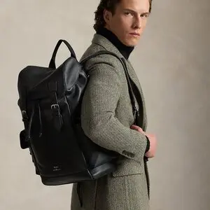 Ralph Lauren Pebbled Leather Backpack - Black