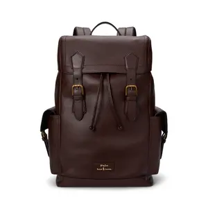 Ralph Lauren Pebbled Leather Backpack - Dark Brown