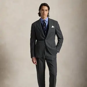 Ralph Lauren Polo Tailored Fit Rope-stripe Wool Suit - Medium Grey/cream
