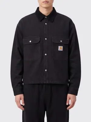 Carhartt Work In Progress Oversized Cotton Blend Jacket With Corduroy Collar - Black