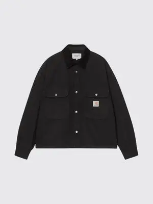 Carhartt Work In Progress Oversized Cotton Blend Jacket With Corduroy Collar - Black