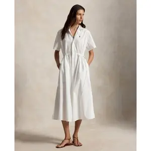 Ralph Lauren Cotton Drawcord Maxi Shirtdress