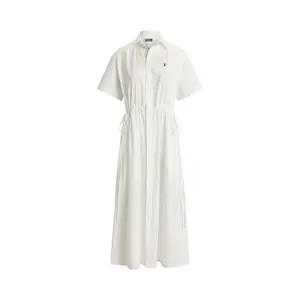 Ralph Lauren Cotton Drawcord Maxi Shirtdress
