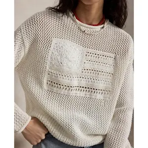 Ralph Lauren Tonal Flag Pointelle Sweater