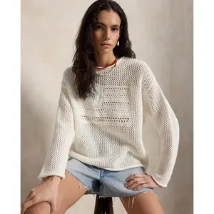 Ralph Lauren Tonal Flag Pointelle Sweater