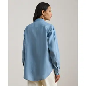 Ralph Lauren Relaxed Fit Eyelet-logo Linen Shirt - Blue Note