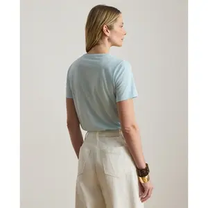 Ralph Lauren Embroidered-crest Cotton Jersey Tee - Light Blue Note