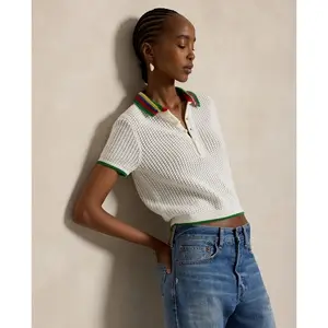 Ralph Lauren Striped-collar Pointelle Polo Shirt