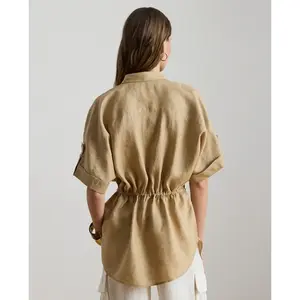 Ralph Lauren Linen Roll-tab Sleeve Tunic - Birch Tan