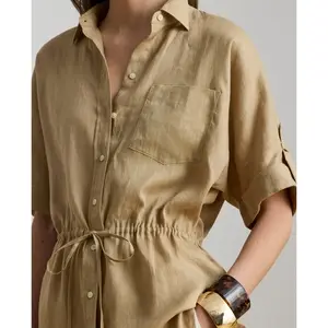 Ralph Lauren Linen Roll-tab Sleeve Tunic - Birch Tan
