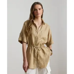 Ralph Lauren Linen Roll-tab Sleeve Tunic - Birch Tan