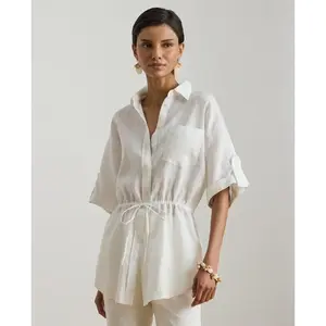 Ralph Lauren Linen Roll-tab Sleeve Tunic - White