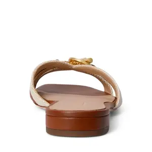 Ralph Lauren Blaike Cross-dyed Canvas Slide Sandal - Natural/buff/lauren Tan