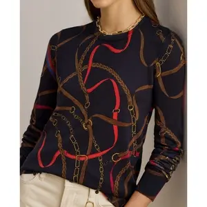 Ralph Lauren Belting-print Cotton-blend Sweater