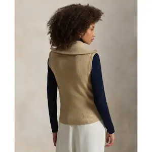 Ralph Lauren Quilted-panel Wool Zip Vest - Dune Tan