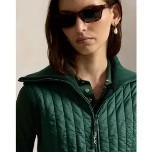Ralph Lauren Quilted-panel Wool Zip Vest - Northwest Pine