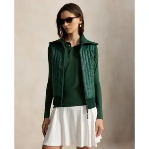 Ralph Lauren Quilted-panel Wool Zip Vest - Northwest Pine