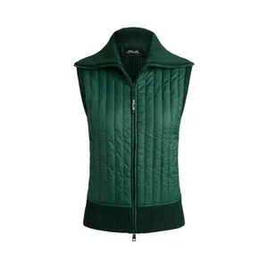 Ralph Lauren Quilted-panel Wool Zip Vest - Northwest Pine
