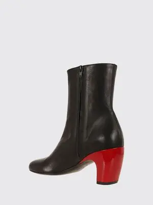 Dries Van Noten Leather Ankle Boots With Red Block Heel