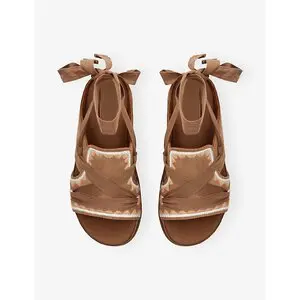 UGG Goldenstar Hi Artistitch Suede Sandals - Tan Comb