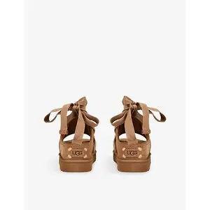 UGG Goldenstar Hi Artistitch Suede Sandals - Tan Comb