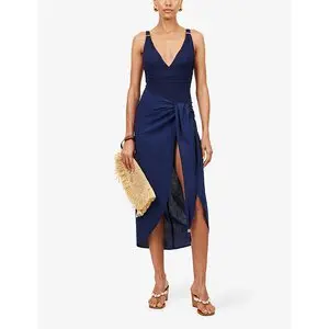 Melissa Odabash Winnie Draped Wrap-front Skirt - Navy