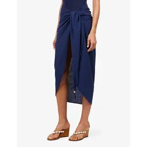 Melissa Odabash Winnie Draped Wrap-front Skirt - Navy