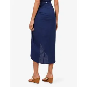 Melissa Odabash Winnie Draped Wrap-front Skirt - Navy