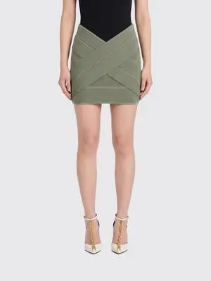Balmain Striped Jersey Mini Skirt - Green