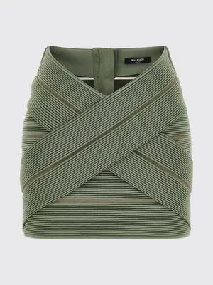 Balmain Striped Jersey Mini Skirt - Green