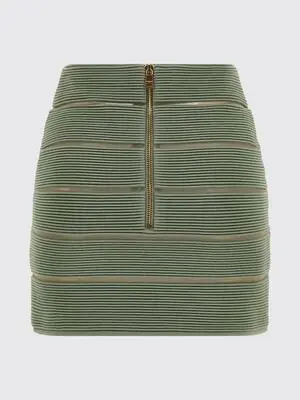Balmain Striped Jersey Mini Skirt - Green
