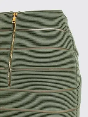 Balmain Striped Jersey Mini Skirt - Green