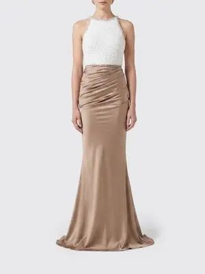 Elisabetta Franchi Long Satin And Tulle Gown