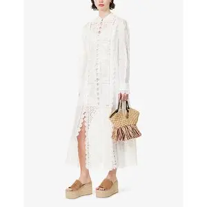 Zimmermann Aster Embroidered Ramie Midi Dress - Ivory