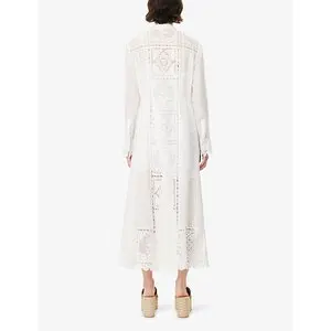 Zimmermann Aster Embroidered Ramie Midi Dress - Ivory